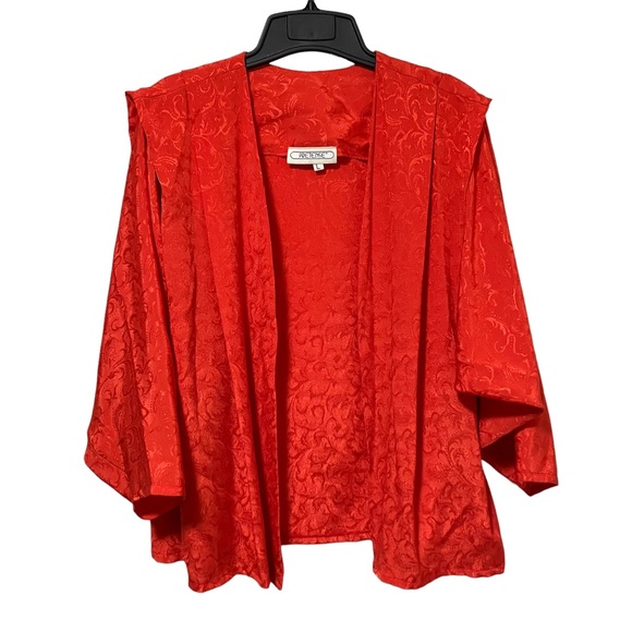 Vintage | Tops | Vintage 8s Pretense Red Shimmer Floral Open Front ...
